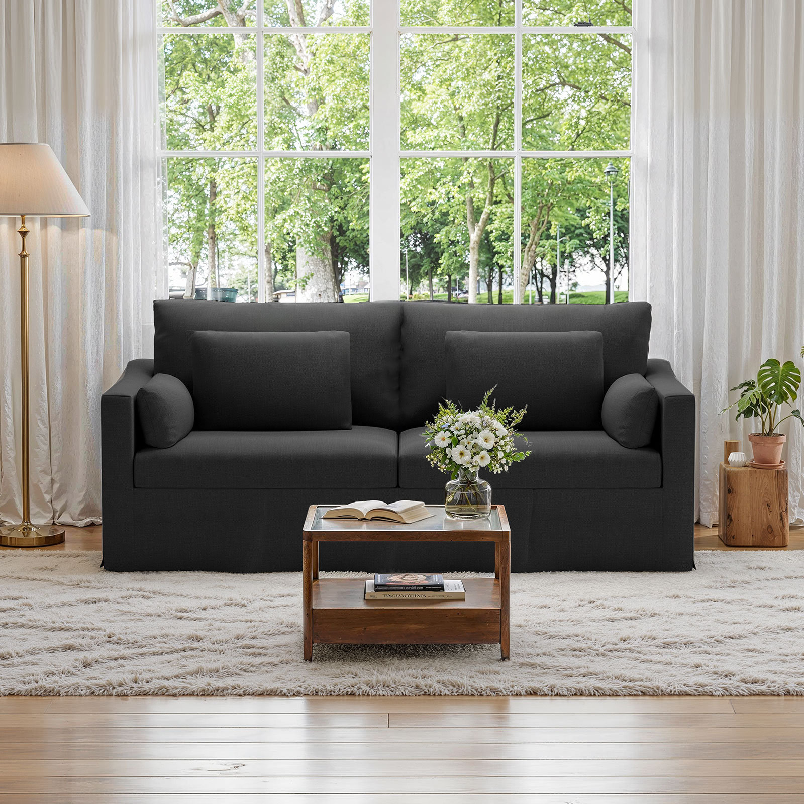 Latitude Run® CozyNest 84" Slipcovered Sofa with Four Pillows | Wayfair